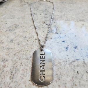 CHANEL | Jewelry | Authentic Chanel Silver Dog Tag On Stainless Steel ...